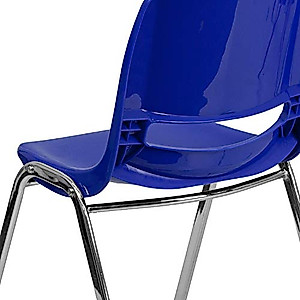 Flash Furniture HERCULES Series 880 lb. Capacity Navy Ergonomic Shell Stack Chair with Chrome Frame and 18'' Seat Height
