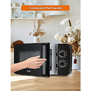 COMMERCIAL CHEF Small Microwave 0.7 Cu. Ft. Countertop Microwave with Mechanical Control, Black Microwave with 6 Power Levels, Outstanding Portable Microwave with Convenient Pull Handle