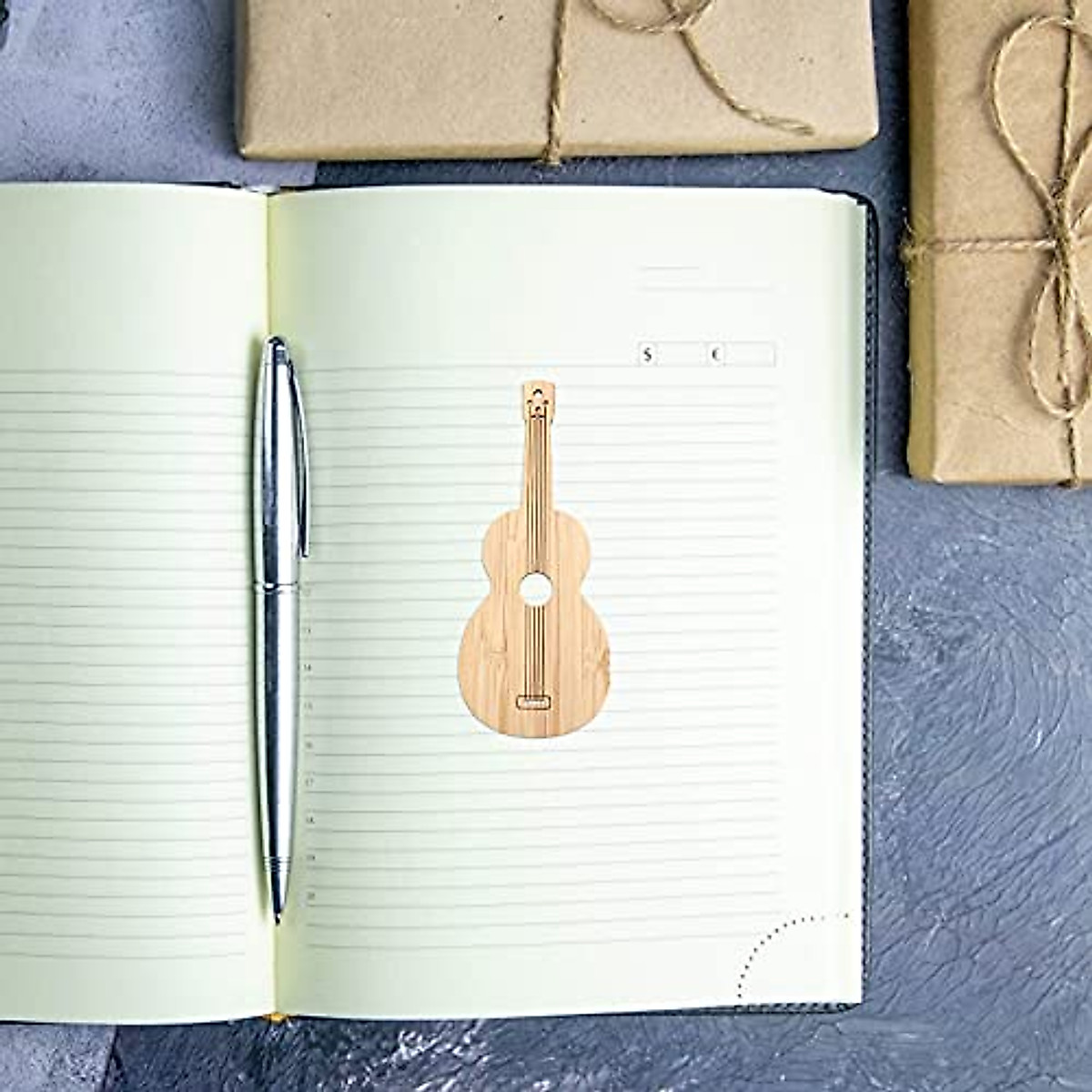 NUOBESTY 6pcs Blank Bookmarks with Hole Cello Shape Bamboo Cutouts Unfinished Vintage Bookmarks for DIY Bookmarks Tag