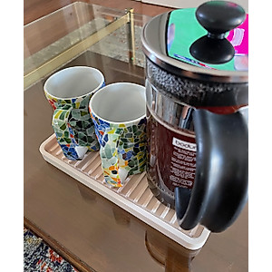 Happitasa Silicone Kitchen Sink Organizer Tray, Sponge Holder and Countertop Protector | Straight Lines Style (SAND DOLLAR, 10"x5.25")