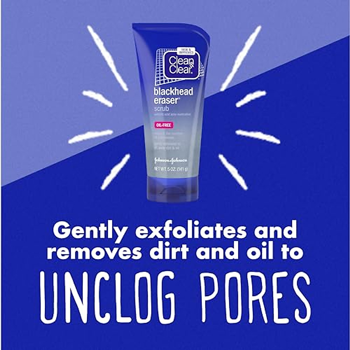 Clean & Clear Blackhead Eraser Oil-Free Facial Scrub with 2% Salicylic Acid Acne Medication, Exfoliating Daily Face Scrub for Acne-Prone Skin Care, Coconut, 5 Oz, Pack of 2