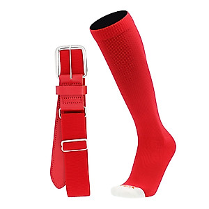 MadSportsStuff Pro Line Baseball Socks and Belt Combo (Scarlet, Small)