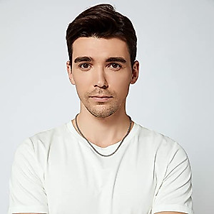 Garysiom 3 Pcs Chain Necklace for Men, 4mm Stainless Steel Gold Black and Silver Wheat Chains for Men Boys Jewelry Gift, 24 Inches