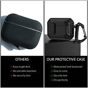 Aresh Case for Apple Airpods Pro 2nd Generation Case 2022, Airpods pro 2 case with Secure Lock Clip, Rugged Shell for Men Women Shockproof Protective Cover Case for AirPods Pro 2(Black)
