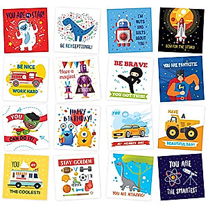 Party Profi Lunch Box Notes for Kids - 60 Fun Motivational and Cute Inspirational Thinking of You Cards for Boys Lunchbox