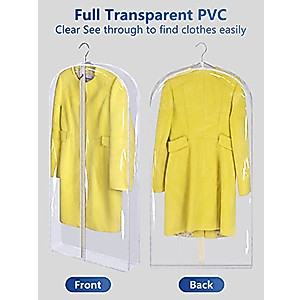 AOODA 40" Clear Garment Bags for Hanging Clothes Transparent Suit Bags for Closet Storage Coat Cover Protector for Sweater, Jacket, 4 Packs