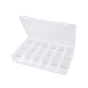 Sjqecyfv Tackle Box Organizer 18 Grids Plastic Craft Box Organizer Bead Organizer Clear Fishing Box with Dividers, 1 Pack