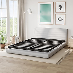 Askeld King Bunkie-Board Only, 2 Inch Low Box-Spring with Steel Slats, Quick Lock Metal Frame Bed-Slat Replacement, Noise Free Mattress Surpoort Base, Upholstered Bed Accessories, Black