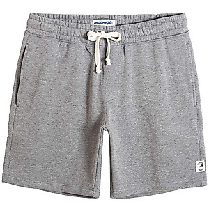 maamgic Mens Athletic Shorts 9" Cotton Casual Shorts Elastic Waist Lounge Sweat Shorts Workout Gym Shorts with Pockets Cushion Light Gray