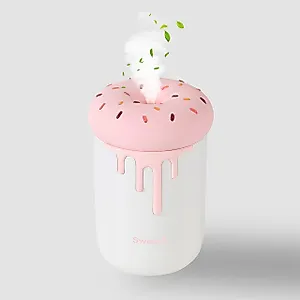 Portable Mini Cool Mist Humidifier - 250ml Small Diffuser with Night Light USB Personal Desktop Vaporizer for Plants Baby Bedroom Travel Office Home Auto Shut Off 2 Mist Modes Super Quiet Pink
