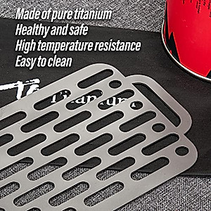 TiTo Titanium BBQ Net Grill Portable Ultralight Non-Stick Meat Grill Grate for Home Garden Outdoor Camping Picnic Hiking Charcoal Holder with Storage Bag (B)
