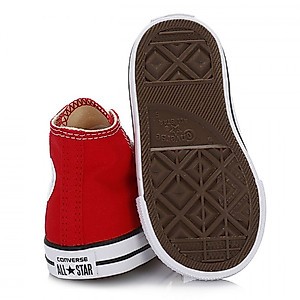 Converse Baby Chuck Taylor All Star Canvas High Top Sneaker, red, 3 M US Infant