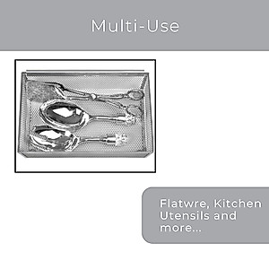 Smart Design Drawer Organizer - (9 x 6 Inch) - Steel Metal Mesh Tray - w/ Interlocking Arm Connection - Utensils, Silverware, Organization - Kitchen [Silver]