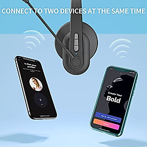 Mcctiki Bluetooth Headset, Wireless Headset with Microphone Noise Cancelling and MIC Mute, Bluetooth Headphones with Charging Base for Trucker