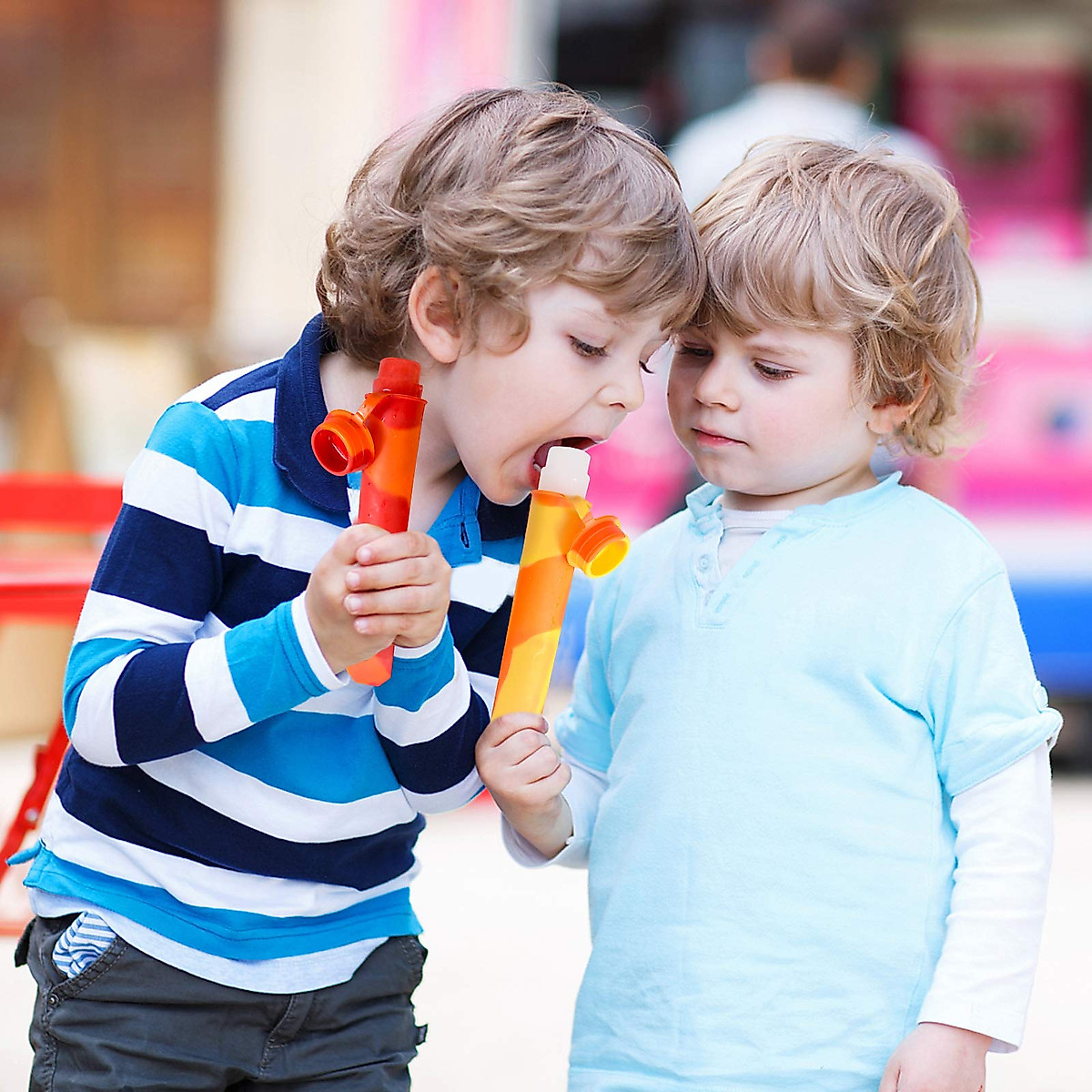 Ozera 6 Pack Popsicles Molds, Reusable Silicone Popsicle Molds for Kids, Multi-Colored Baby Popcical Molds Ice Pop Molds DIY Frozen Popsicle Maker with Lid