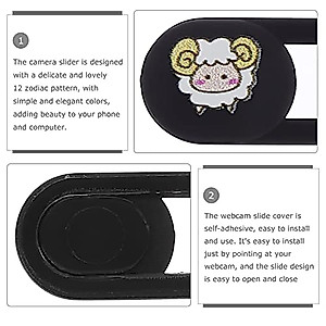 SOLUSTRE Laptop Camera Cover Slide PC Stickers 12pcs Cartoon Webcam Cover Webcam Cover Slider Webcam Slider Camera Cover for Laptop Tablet Phone Camera (Black) Computers Laptops Computer Camera