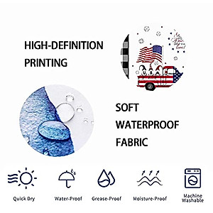 Dia Magico 4PCS American Flag Cute Gnome Shower Curtain Set with Rugs, USA Flag Farm Truck 4th of July Independence Day Patriotic Black and White Buffalo Plaid Country Rustic Farmhouse Bathroom Decor