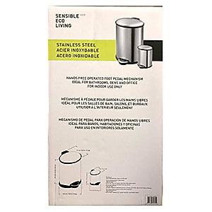 Sensible Eco-Living Trash Can Stainless Steel 2Pk