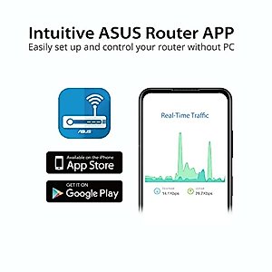 ASUS AX3000 WiFi 6 Router (RT-AX57) - Dual Band Gigabit Wireless Internet Router, Gaming & Streaming, AiMesh Compatible, Included Lifetime Internet Security, Parental Control, MU-MIMO, OFDMA