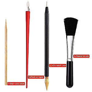 Ameolela Rainbow Scratch Painting Paper, Sketch DIY Art Craft City Series Night View Creative Gift, Scratchboard for Adults and Kids, Craft Kits with 4 Tools, Size 16x11 inches (4 Pack)