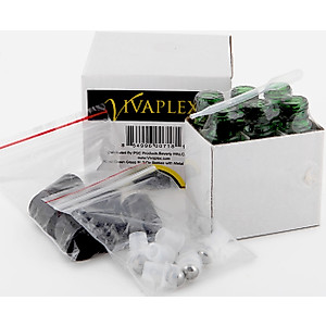 Vivaplex, 6, Green, 10 ml Glass Roll-on Bottles with Stainless Steel Roller Balls - .5 ml Dropper included