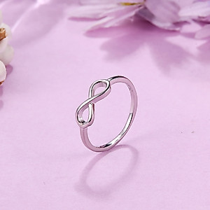 MILACOLATO 3Pcs Sterling Silver Rings - 18K White Gold Plated Infinity Knot Rings Simple Heart Rings Love Knot Rings for Women Size 10