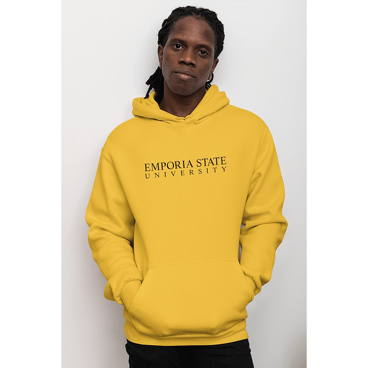 CreateMyTee | Emporia State University Hooded Sweatshirt (Gold, X-Large)