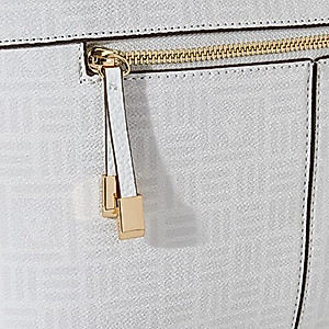 Anne Klein Dome Satchel, Cool Grey Lion Logo Print/Anne White