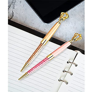 12 Fancy Crystal Crown Ballpoint Pens,Fun Nice Cool Jewel Bulk Set for Women Girls Wedding Top School Desk Office Supplies (A)
