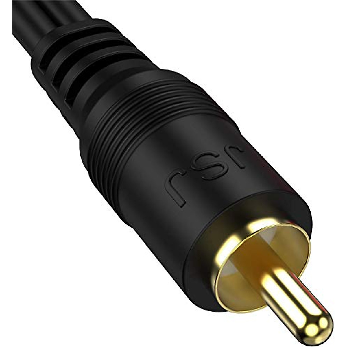 RCA 1 Male to 2 Female Audio Speaker Y Adapter Splitter Cable with OFC Conductor Dual Shielding Gold Plated Metal Shell Flexible PVC Jacket - 2 Pack / 0.6FT