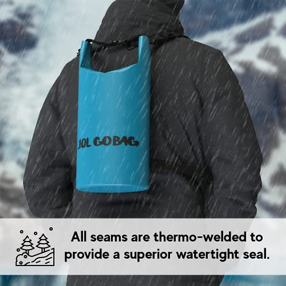 iChewie - Go Bag - Waterproof Dry Bag - Roll Top Compression Sack Keeps Gear Dry for Kayaking, Beach, Rafting, Boating, Hiking, Camping, Fishing, and more - 10L Black