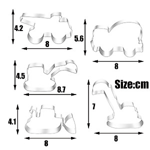 Cookie Cutter Set 5 Pieces Engineering Series, Dump Truck, Excavator, Loader, Shovel, Hooker Truck Baking Mold Tool Design Pastry Cookie Cake Fondant Mold Kitchen Tools Baking DIY Children's Gifts