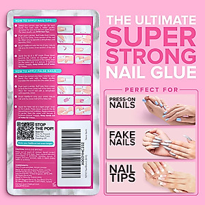 Super Strong Nail Glue for Press On Nails, Nail Tips & Acrylic Nails (8ml) NYK1 NailBond Brush On Glue for Press Ons, Fake Nails Tips & Acrylics - Long Lasting, Maximum Strength, Mess-Free Application