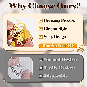 Honitra Rose Napkin Rings, Napkin Rings Set of 100 for Party Decor, Gold Napkin Ring uses Bronzing Process, Reusable Rose Paper Napkin Ring for Wedding, Anniversary, Birthday Table Decor