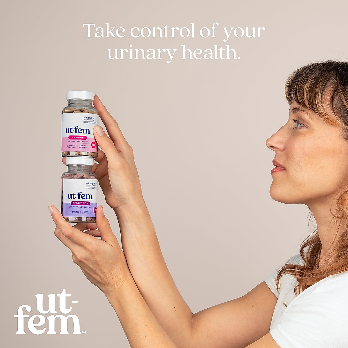 UT-Fem Solution - Fast-Acting Urinary Tract Flush for Women, Proactive UTI Support, Promotes Cleansing & Comfort, Clinical-Strength D-Mannose, Cranberry, and Natural Ingredients - 60 Vegan Capsules