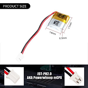 YDL 3.7V 75mAh 651417 Lipo Battery Rechargeable Lithium Polymer ion Battery Pack with JST Connector