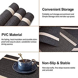 HOOMIL Placemats Set of 6, Non-Slip Heat Resistant PVC Place Mats, Washable Vinyl Table Mat for Kitchen Dining - 12 x 18 inches