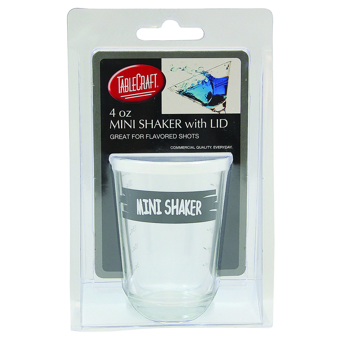 Tablecraft Small Mini Glass Shaker with Lid, 4-Ounce, Clear