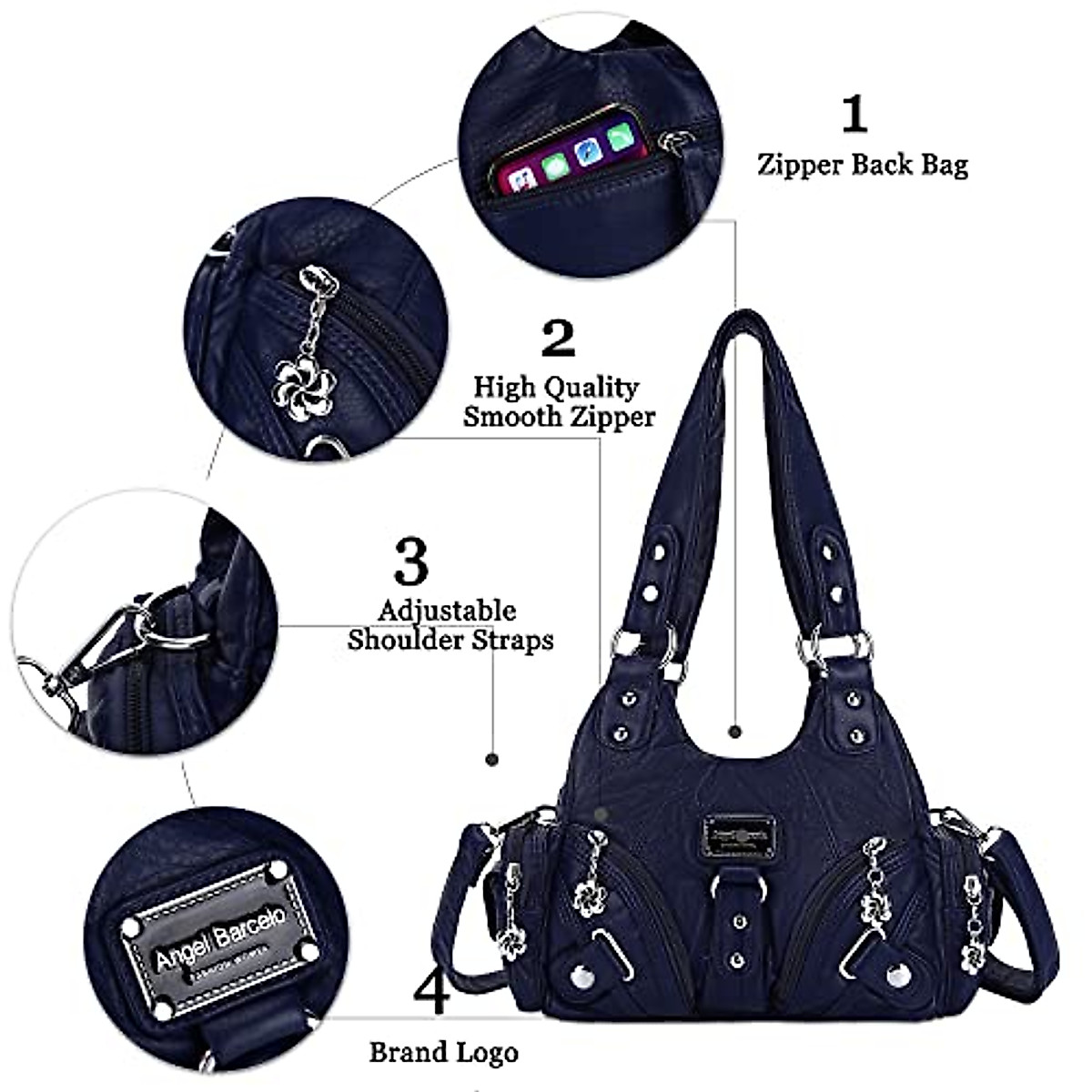 Angel Kiss Small Hobo Bags for Women Multi Pockets Purses Long Strap Handbags Adjustable Shoulder Bags for Everdayuse