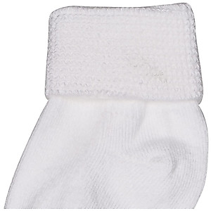 Jefferies Socks baby boys Newborn Turn Cuff Bootie 6 Pair Pack infant and toddler socks, White, Newborn US