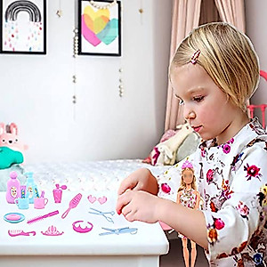 BARWA 43 PCS Doll Accessories Travel Toiletries Clip Bag Crown Necklace Comb Camera Rubber Band for 11.5 inch Doll Xmas Gift…