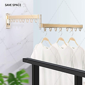 SOVORM Folding Dryer Wall Mounted Clothes Airer Aluminum Extendible Drying Rack Rotatable Towel Pole Holes Shelf Indoor Bathroom Balcony Outdoor (Color : E) The New