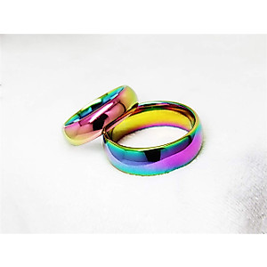 Fashion Month 5mm Tungsten Carbide Ring Rainbow Gay Lesbian Wedding Engagement Colorful LGBT Pride Band Size 7