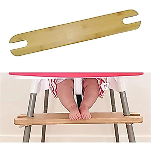 High Chair Footrest, Non-Slip Adjustable Natural Bamboo Wooden Foot Rest for Baby High Chair Footrest with 4 Rubber Rings, Compatible with Antilope IKEA Highchair Accessories