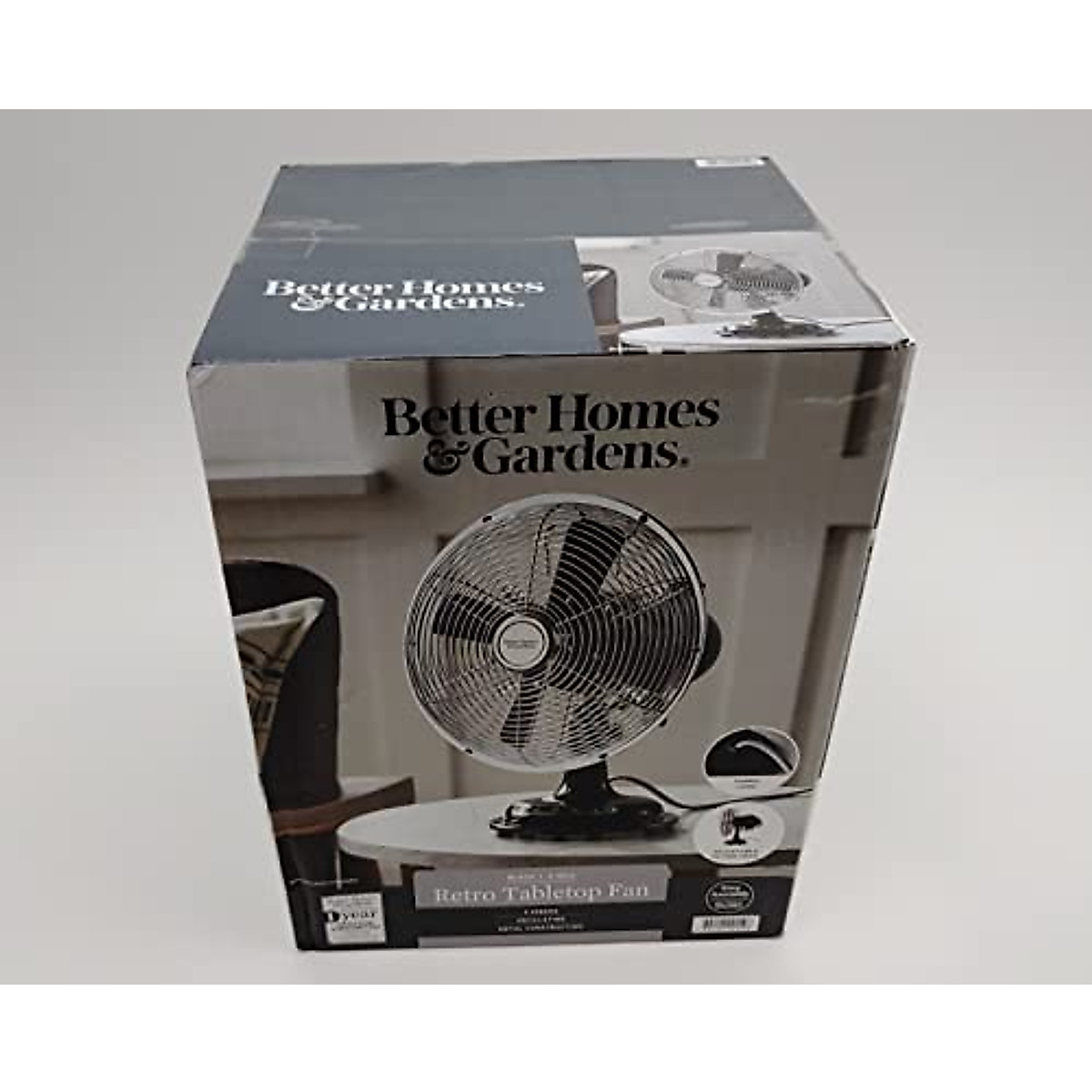 All Metal 8 inch Retro 3-Speed Tilted-Head Oscillation Table Fan Black, Oscillating Cloth Cord