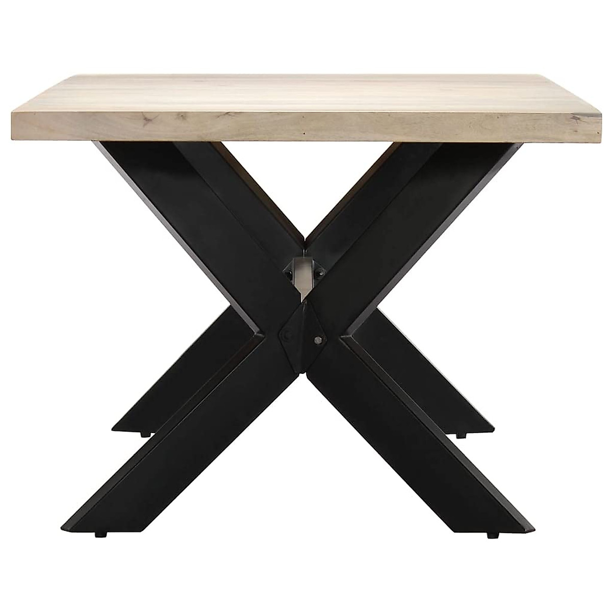 Dining Table,Retro Coffe Table,Conference Table,Industry Offic Table,Easy to Assemble,With a Steel Cross Frame,Fits Dinner Party, Study, Office Work, 55.1"x27.6"x29.5" Solid Bleached Mango Wood