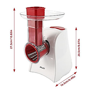 Electric Slicer, ASLATT Electric Cheese Grater for Home Kitchen Use, One-Touch Control Cheese Shredder, Salad Maker Machine for Fruits, Vegetables, Cheese Grater with 5 Attachments, 120V,White