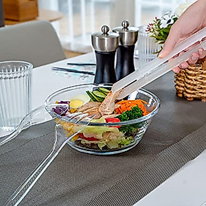 Plastic Serving Utensils, 9" Clear Disposable Utensils 18 Pack, 6 Serving Tongs, Spoons, Forks