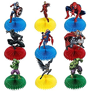 9Pcs Cartoon Honeycomb Centerpiece for Table Decorations Honeycomb Birthday Party Decorations Supplies Anime Birthday Party Supplies Kids Party Favors Honeycomb Table Decorations Topper for Kids