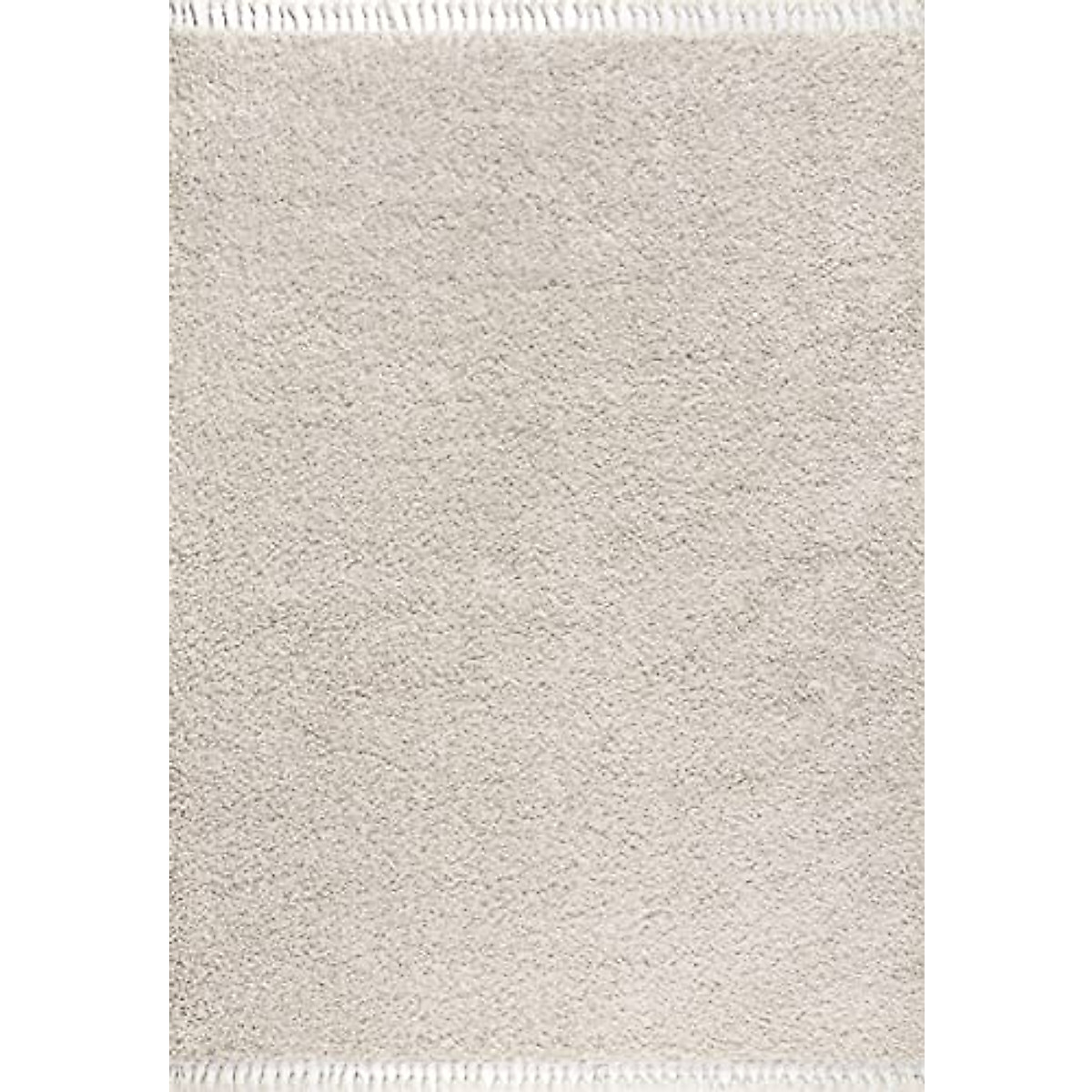 JONATHAN Y MCR100D-8 Mercer Shag Plush Tassel Indoor Area-Rug Bohemian Modern Contemporary Solid Easy-Cleaning Bedroom Kitchen Living Room, 8 X 10, Cream with Tassel